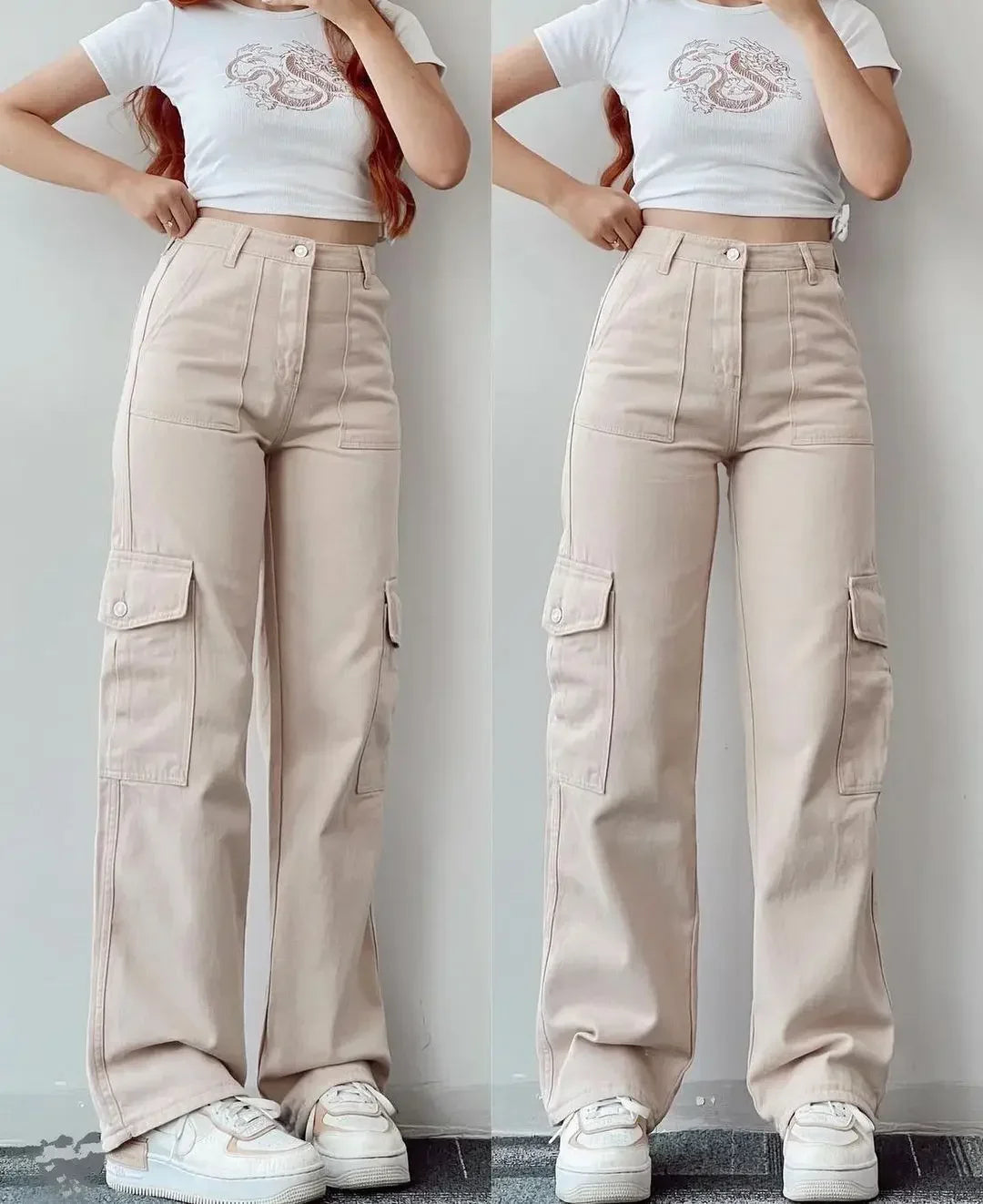 Beige Cargo Pants Women | Baggy Clothes