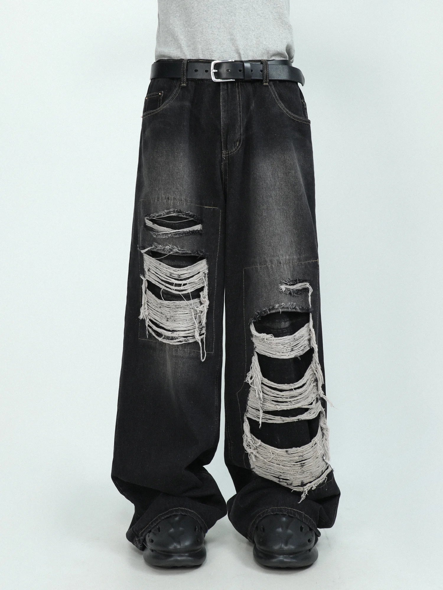 Black Baggy Ripped Jeans Men | Baggy Clothes