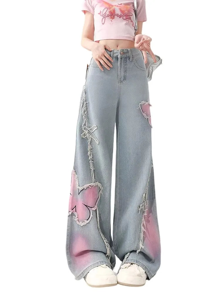 Blue Butterfly Jeans | Baggy Clothes