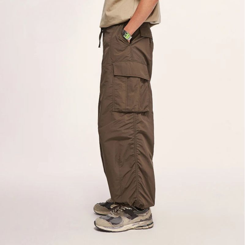 Brown Parachute Cargo Pants Men | Baggy Clothes